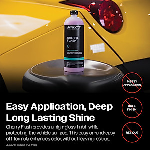 Malco Cherry Flash Automotive Liquid Paste Wax – Protect & Shine Your Vehicle / Easiest Way to Hand Wax Your Car / Lasting Gloss & Protection For Cars, Trucks, Boats and Motorcycles / 32 Oz. (124832)