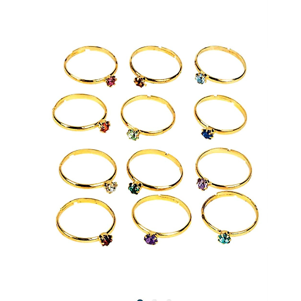 Melodys Gift Depot Girls Birthstone Ring Jewelry Set-Choose Month Get 3 Crystal Adjustable Rings Boxed (APR)