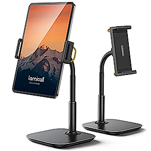 Lamicall Tablet Stand Holder, Gooseneck Tablet Mount - 2.5lb Heavy Duty Base Adjustable Desktop Stand with 360 Degree Rotating for 4.7-13" Tablet, iPad Pro 12.9 Air Mini, Fire, Kindle, Tabs, Black