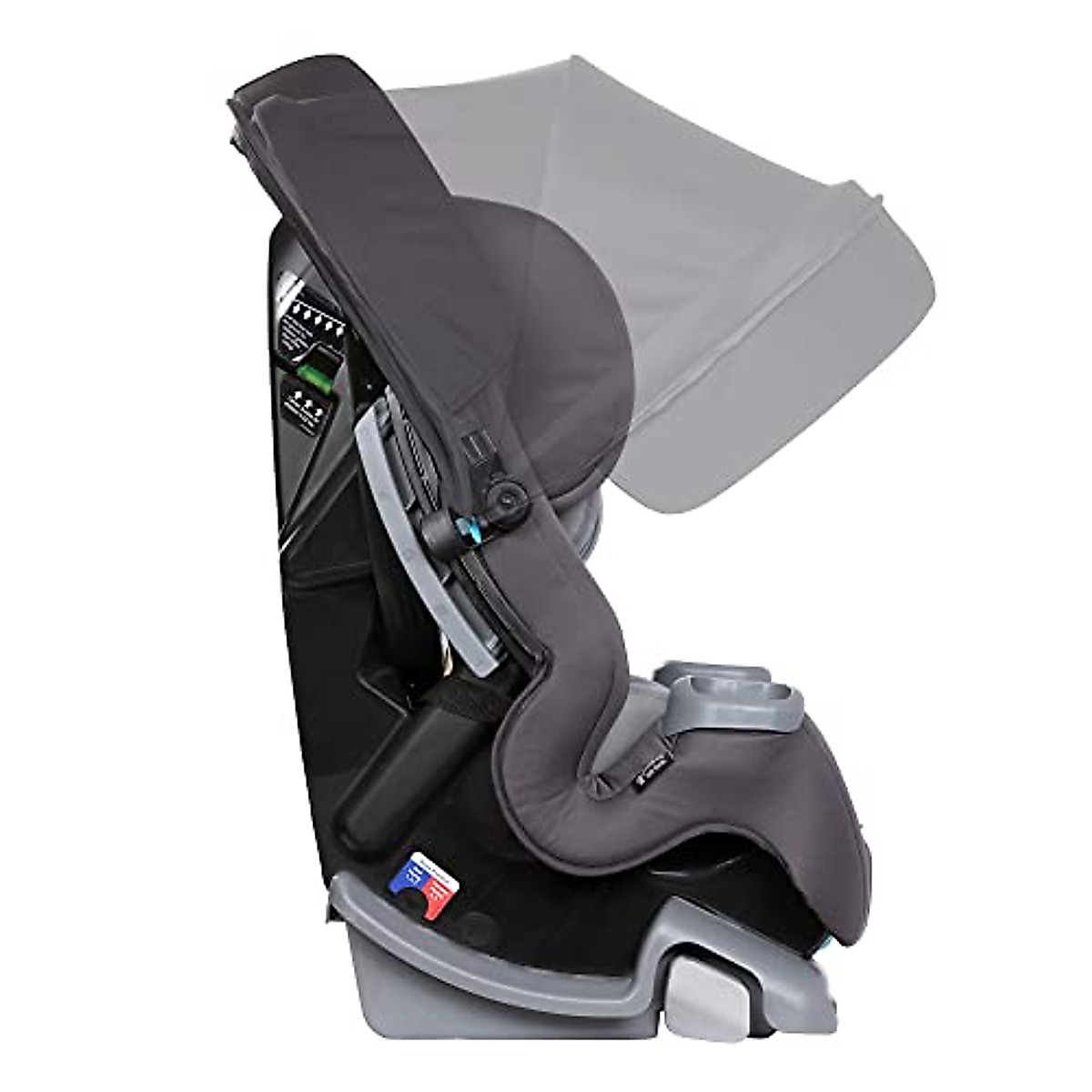 Baby Trend Cover Me 4-in-1 Infant Toddler Convertible Car Seat with Adjustable/Removable Canopy for Sun Protection & 2 Cup Holders, Stormy Gray