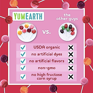 YumEarth Organic Pops Variety Pack, 14 Fruit Flavored Favorites Lollipops, Allergy Friendly, Gluten Free, Non-GMO, Vegan, No Artificial Flavors or Dyes