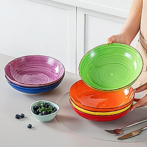 vancasso Bonita Pasta Bowls 38 oz, Large Ceramic Salad Bowls, Pasta Plates Bowl set of 6, Microwave & Dishwasher Safe Soup Bowls, Serving Bowls, Assorted Colors