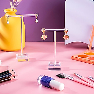 Acrylic Earrings Display Holder T-bar Earrings Stand Holder Tree Stand Countertop Hanging Jewelry Organizer for Necklaces Bracelet(Clear,6 Pieces)