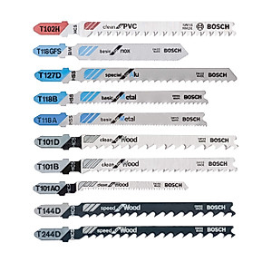 Bosch Professional 10-Piece Set Jigsaw blades set (for wood and metal, accessories for jigsaw with T-shank mounting)