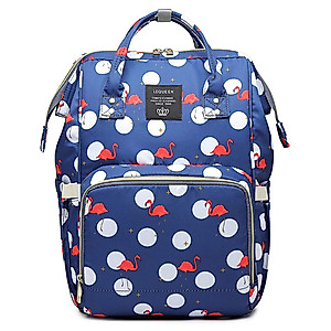 Flamingo Multi-Function Diaper Bag for Baby Care Wide Open Nappy Bags Handbags Royal Blue