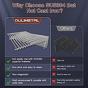 QuliMetal 304 Stainless Steel 7639 Cooking Grates for Weber Spirit 300 and Spirit II 300 Series, Spirit 700, Genesis Silver B & C, Genesis Gold B & C, Genesis Platinum B & C, Genesis 1000-3500