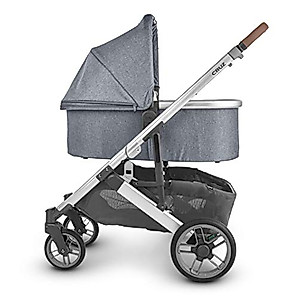 UPPAbaby Cruz V2 Stroller - Gregory (Blue Marl/Silver/Saddle Leather) + Bassinet - Gregory (Blue Marl/Silver)