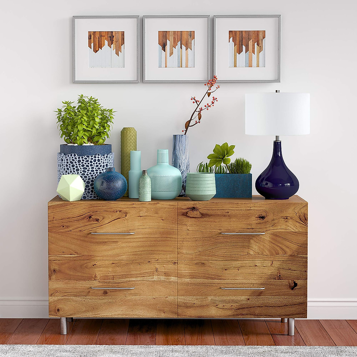 Mirabella 25.5" Tall Table Lamp with Fabric Shade in Ombre Brass Glass/White