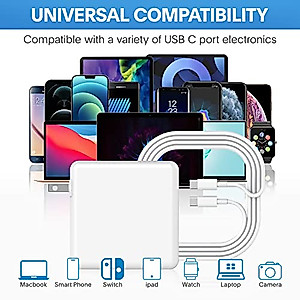 Mac Book Pro Charger - 118W USB C Charger Fast Charger for USB C Port MacBook pro/Air, ipad Pro, Samsung Galaxy and All USB C Device, Include Charge Cable（7.2ft/2.2m）