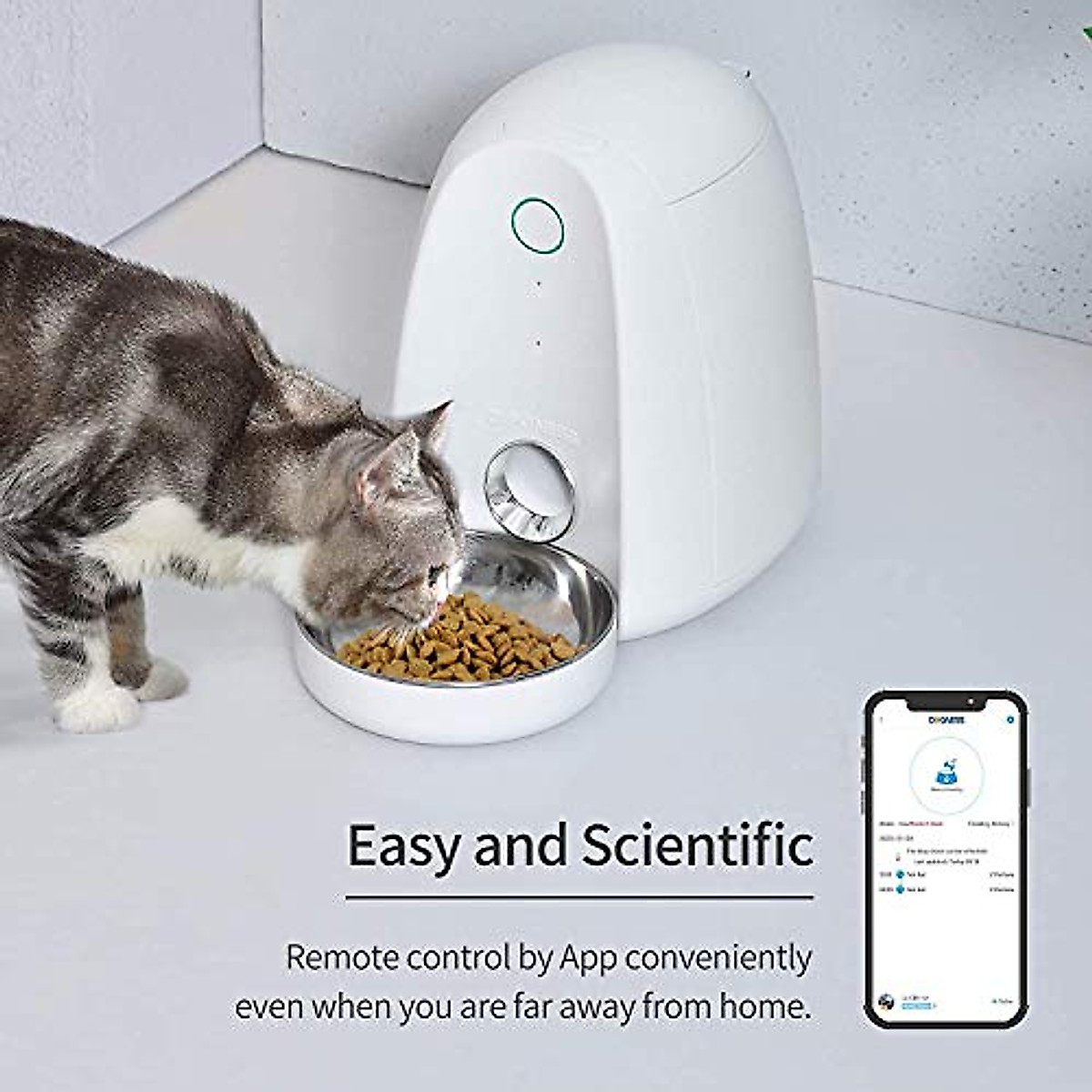 DOGNESS Smart Feed Automatic Cat Feeder, Wi-Fi Enabled Pet Feeder for Cat and Small Dog, Smartphone App for iOS and Android, Portion Control, Fresh Lock System Auto Food Dispenser