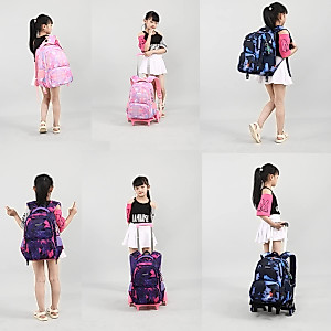 Diamond,Geometric Prints Kids Rolling Backpack Wheeled Elementary School Bag Primary Students Trolley Bookbag for Boys