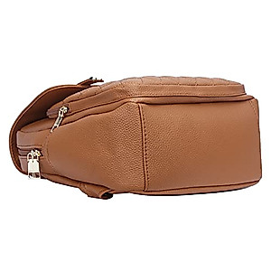 KKXIU Quilted Women Backpack Purse Synthetic Leather Fashion Bookbag Travel Daypack for Teen Girls (Brown)