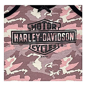 Harley-Davidson Baby Girls' Printed Camo Knit Infant Creeper & Headband (12/18M)