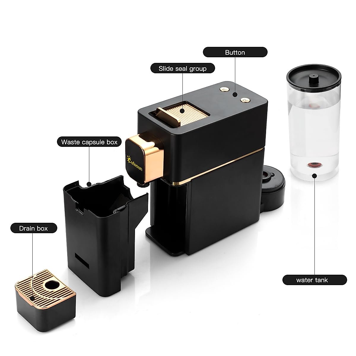 Mini Espresso Coffee Machine for Capsules Compatible with Nespresso OriginalL Machine, Espresso Maker Single Serve, Bestpresso Coffee Capsules Peet's Espresso more (Black)