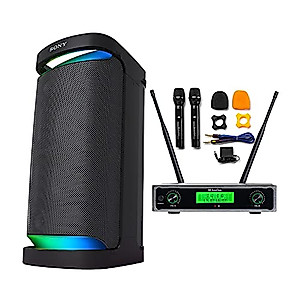 Sony XP700 X-Series Mega Bass Portable Bluetooth Wireless Speaker with Knox Gear True Duo Dual Wireless Microphone System Bundle (2 Items)