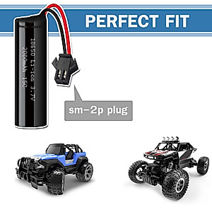 VICMILE 3.7V 2000mah Li-ion Battery 2Pack with 2 USB Chargers SM-2P Plug 15C RC Recgargeble Battery Compatible with DE45 DE42 Remote Control Cars