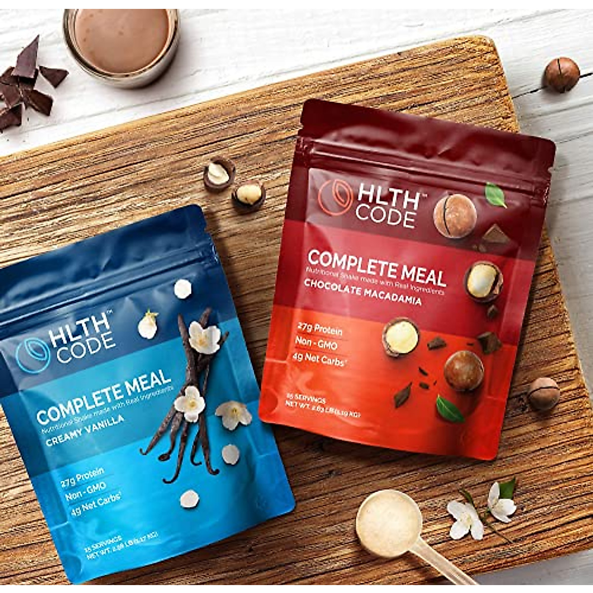 HLTH Code Complete Meal Replacement Powder | High Protein | Chocolate Macadamia Flavor | 15 Servings