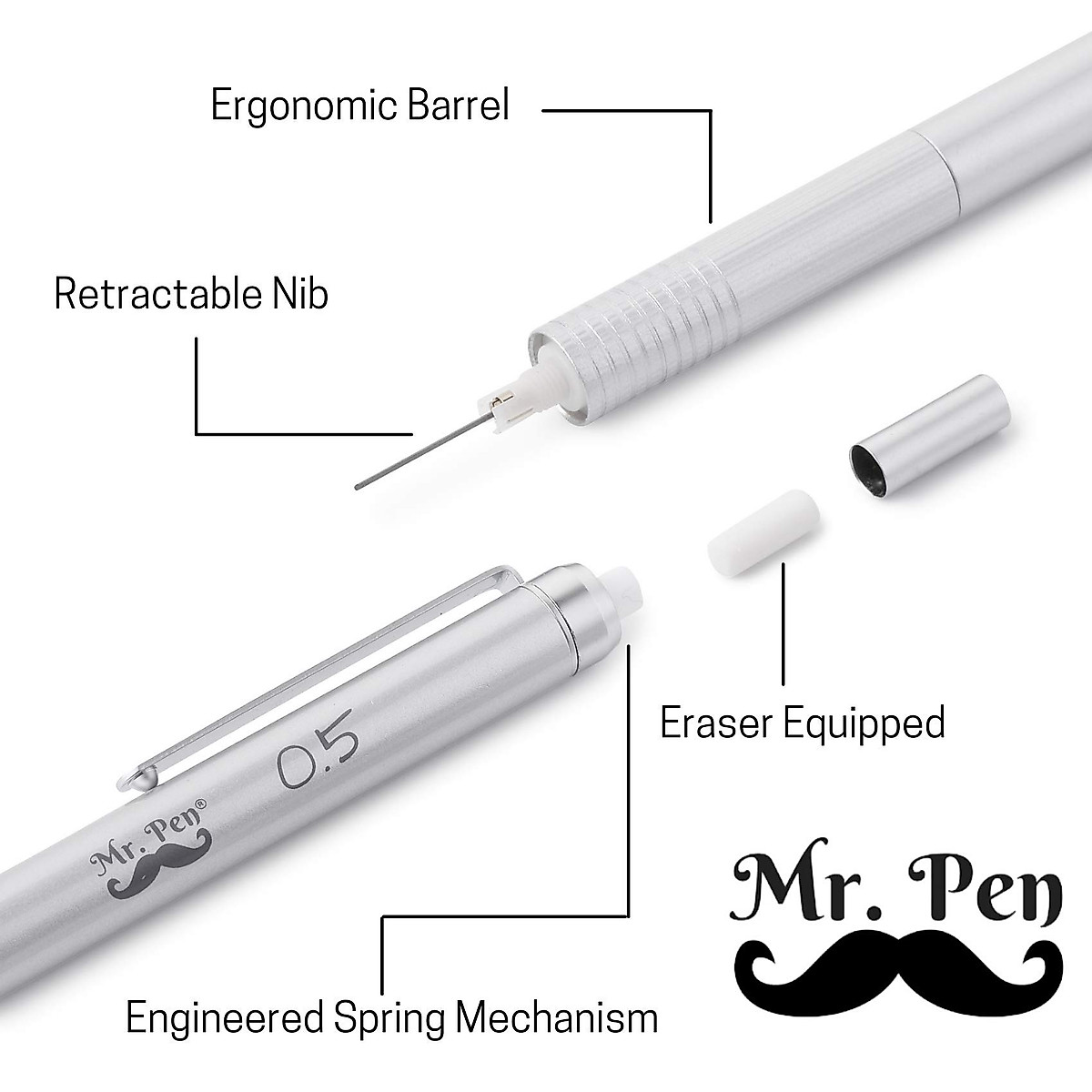 Mr. Pen- Metal Mechanical Pencils 0.5, Mechanical Pencils, Drawing Mechanical Pencils, Mechanical Pencils for Artists, Sketching Mechanical Pencils, Lead Pencil, Mechanical Drawing Pencils