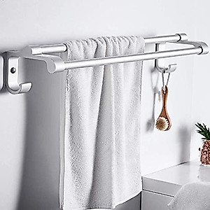 YIONEWIN Bathroom Towel Rack Towel Bar Space Aluminum Towel Rack Double Towel Bar Wall Mounted Towel Shelf Towel Storage Bath Towel Rail for Bathroom Kitchen Towel Holder Towel Rail(60cm)