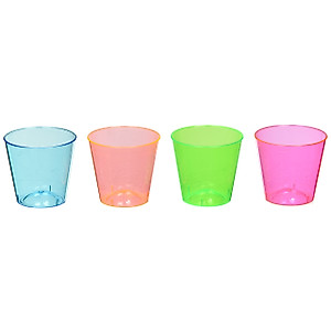 Set of 50 1oz Neon Blacklight Reactive Shot Glasses-