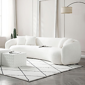 kevinplus 101'' White Curved Sofa Boucle Cloud Couch for Living Room, Modern Luxury Contemporary Upholstered Sectional Sofa Couch for Home Apartment Office Studio, White