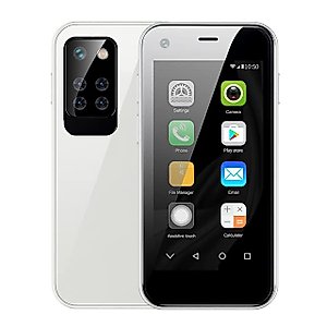 Mini Smartphone Unlocked Android Phone 1GB RAM 8GB ROM Quad Core Dual SIM WiFi 3G WCDMA Small Mobile Phones Google Play Whatsapp for Student Children (C-White)