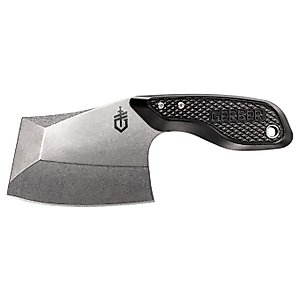 Gerber Gear TRI-Tip, Mini Cleaver Fixed Blade Knife with Sheath, Black Handle [30-001693]