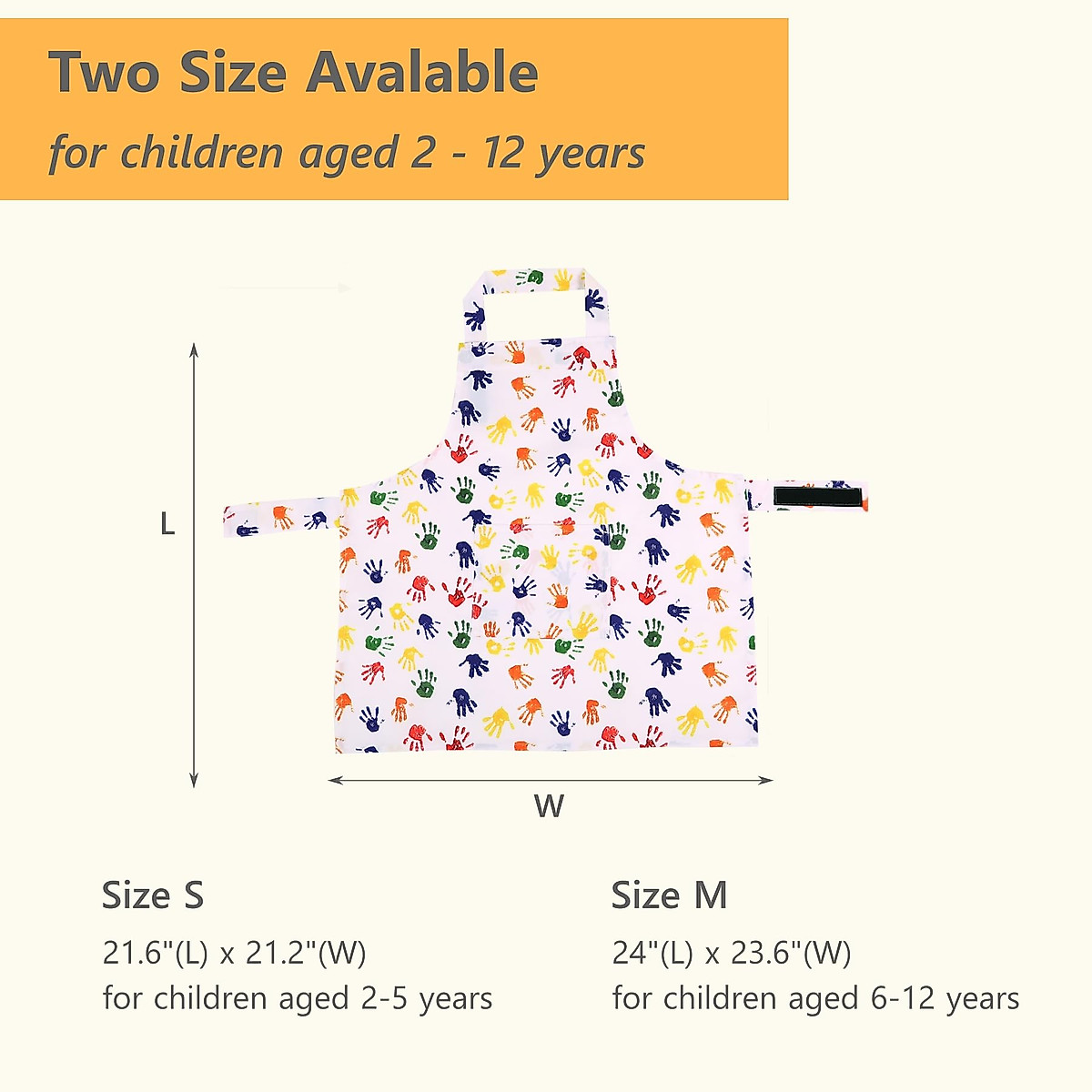 sheelokhwui Kids Apron and Chef Hat Set, Adjustable Child Aprons with Large Pocket for Cooking, Baking, Painting, Art, Gardening, Apron for Boys and Girls of 2-5 Years - Handprint