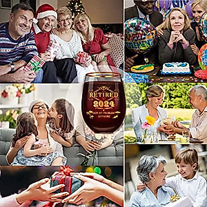 ZCLOMOLC Great Retirement Gifts for Women & Men 2024! This retirement stemless wine glass is a great gift for retirement, going away, Christmas, Thanksgiving, Fathers Day, birthday.