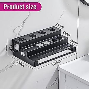 Nuscen 8Holds Wall Mount Holder for Dyson Airwrap Styler,Supersonic Hair Dryer,3 Layers with Hook Organizer Storage Shelf Corrosion-Resistant Stainless Steel for Curling Iron Wand Barrels Brushes