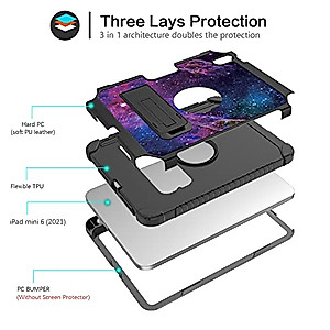 BENTOBEN iPad Mini 6 Case, Slim Space Galaxy Design 3 Layers Heavy Duty Rugged Shockproof Kickstand Protective Tablet Cover Case for iPad Mini 6th Generation 8.3 Inch 2021, Purple