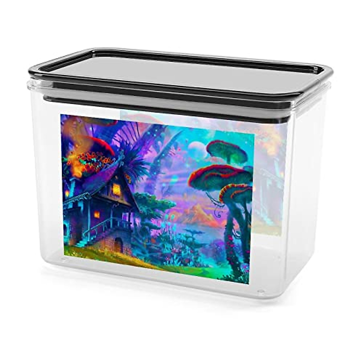 Trippy Light Mushroom Storage Box Plastic Food Organizer Container Canisters with Lid for Kitchen