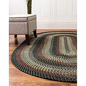 Super Area Rugs Santa Maria Braided Rug Indoor Outdoor Rug Washable Reversible Patio Deck Carpet, Verdant, 4' X 6' Oval