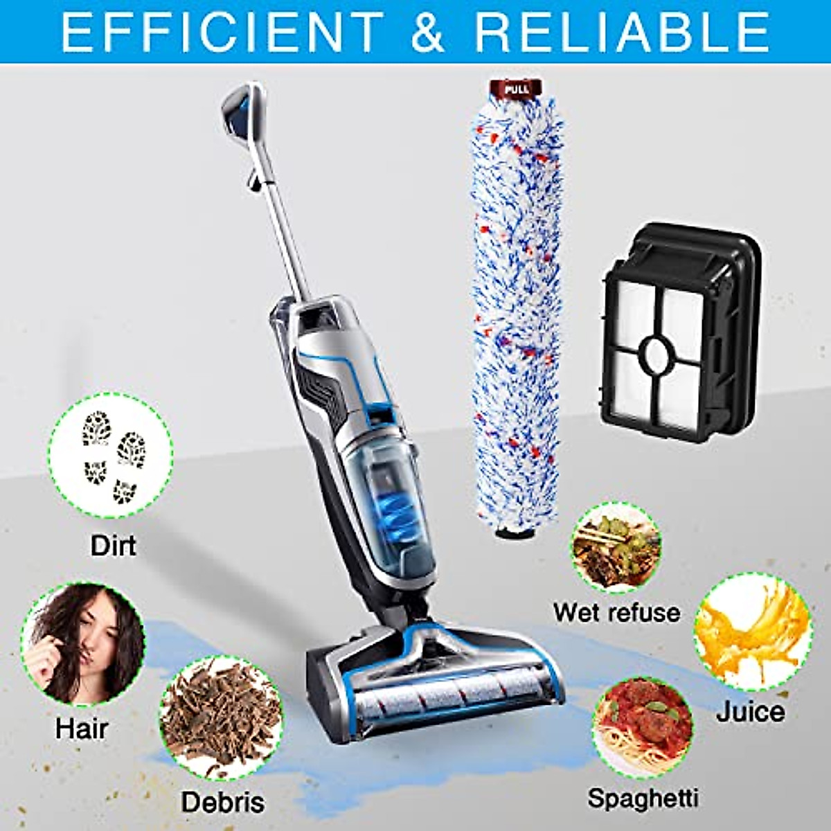 Replacement for Cross-wave Brush Rolls 1868 & Filters 1866 Fit for Bi-ssell Cross-Wave 1785 2306 Vacuum Cleaner, Replace Part 1608684 1608683 & 160-8683 (3 * Brush Rolls + 3 * Filters)