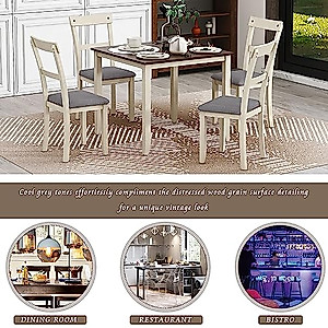 WOZNLA Comfortable Room 5-Piece Classic Counter Height Dining Set-Elegant Wood Kitchen Table, Padded Chairs-Ideal for Family Gatherings, Onesize, Brown