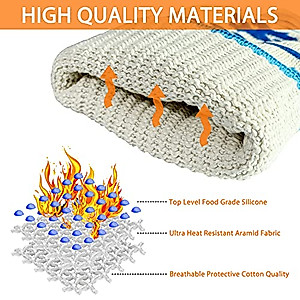 1472°F Extreme Heat Resistant BBQ Oven Safety Gloves - EN407 Certified, Thick but Light Weight for Kitchen Potholder and Outdoors-1 Pair (2 Pieces Set) (White)