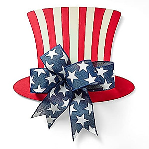 2.5" Faux Linen Wired Star Ribbon by Celebrate It Red, White & Blue