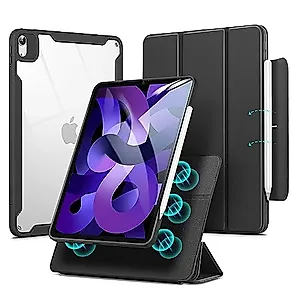 ESR for iPad Air 5th Generation Hybrid Case (2022), iPad Air 4th Generation Case (2020) with Pencil Holder, Removable Magnetic Cover, Vertical Stand, Rebound 360 Series, Black