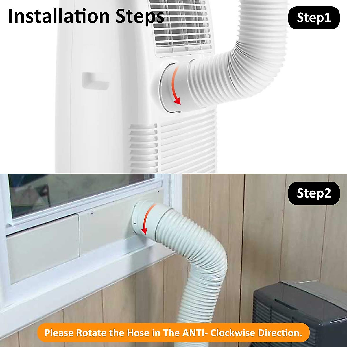 AC Parts Portable Air Conditioner Hose,5.9 Inch Diameter,78 Inch Length,Counter Clockwise Universal AC Exhaust Hose,Compatible with Honeywell,LG and Other Portable Air Conditioners