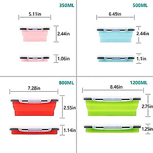 Set of 4 Collapsible Foldable Silicone Food Storage Container With BPA Free, Leftover Meal Box With Airtight Plastic Lids For Kitchen (Blue)