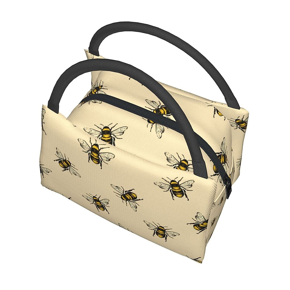 MANQINF Cute Bee Lunch Bag Lunch Box Large Capacity Bee Insulated Lunch Box Tote Reusable Cute Lunch Box