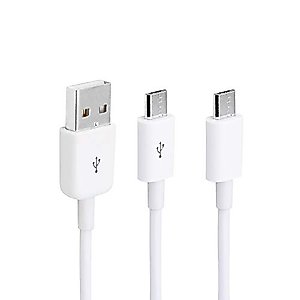 CERRXIAN 3Ft USB 2.0 Type A Male to 2 Micro USB Male Splitter Y Data Charge Connector Adapter Cable (White)