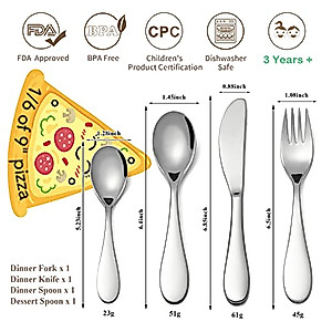 Kids Silverware Set, EIUBUIE18/10 Stainless Steel Metal Toddler Utensils, Safe Reusable Child Cutlery Flatware Includes Fork Knife Table Spoons for Eating(4 Piece, Mirror Polished)