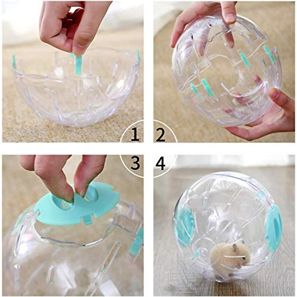 Hamster Exercise Ball 12cm 4.73inch Transparent Hamster Ball Running Hamster Wheel Cute Exercise Mini Ball for Dwarf Hamsters to Relieves Boredom and Increases Activity Chinchilla Cage(S, Blue A)