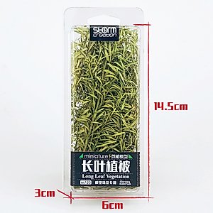 Cayway 2 Pack Static Grass Tuft, 2 Color Model Grass Tufts Railway Artificial Grass Long Shrub Vegetation Groups for DIY Architecture Building Model Railway Train Diorama Garden Scenery