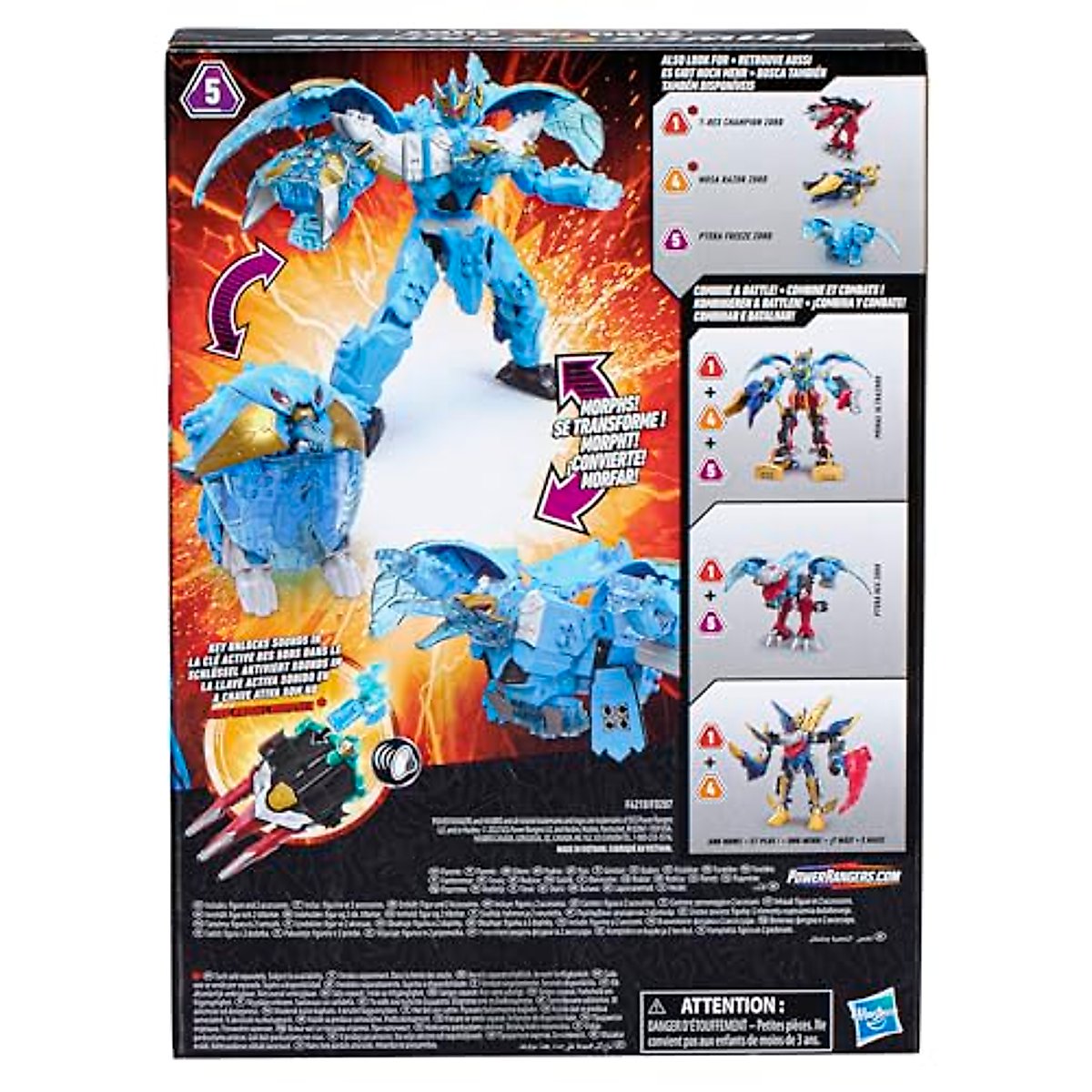 Power Rangers Dino Ptera Freeze Zord for Kids Ages 4 and Up Morphing Dino Robot Zord with Zord Link Mix-and-Match Custom Build System