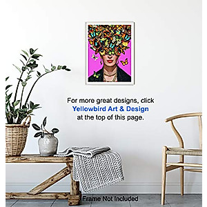 Wall Art - Poster - Cute Chic Butterfly Wall Art - Bedroom, Office, Living Room Decor - Gift for Women, Artists - 8x10 UNFRAMED Picture Print