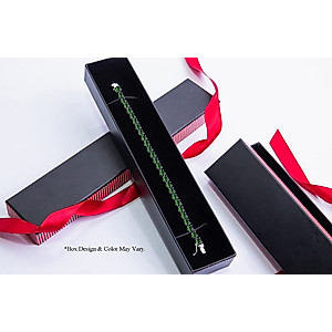 B. BRILLIANT Yellow Gold Flashed Sterling Silver 6X4mm Oval-cut Simulated Emerald Tennis Bracelet for Women