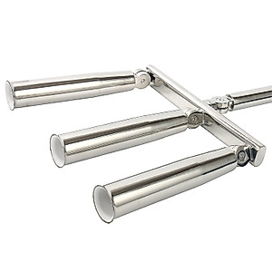 3 Tube Silver Highly Polished Stainless Steel Trident Outrigger Stylish Rod Holder - Triple Rod Holder , Kite Fishing Mount 3-Rod Holder -9998S