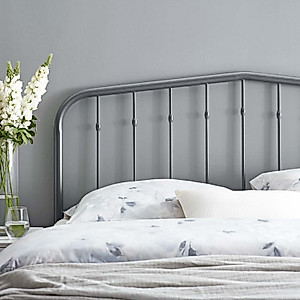 Modway Lennon Modern Farmhouse Metal Headboard, Full, Gray